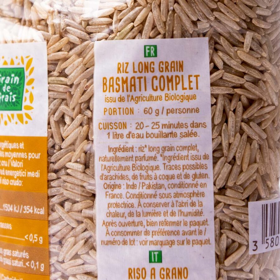 Riz basmati complet bio - 500g